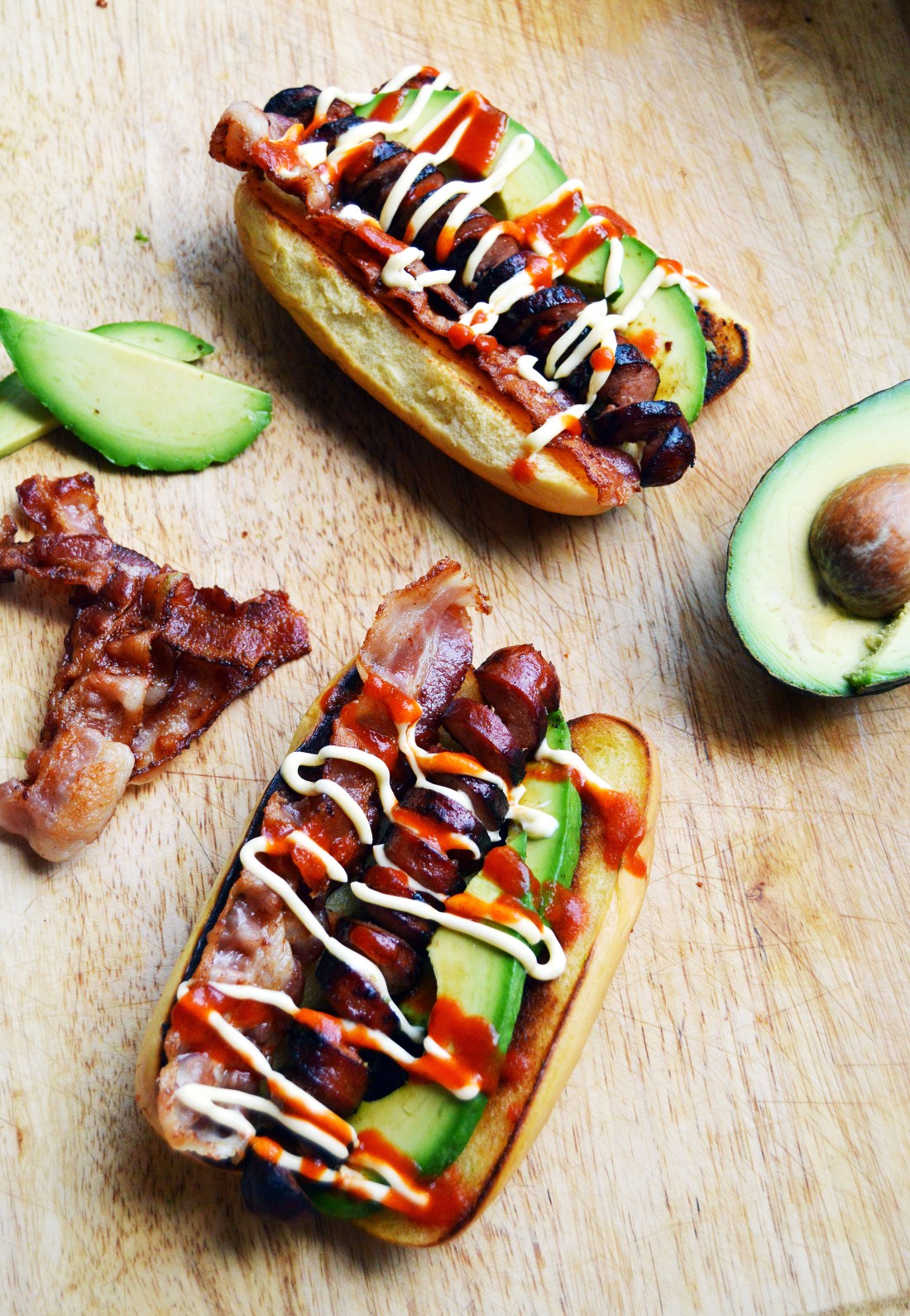 Avocado Bacon Spiralized Hotdogs